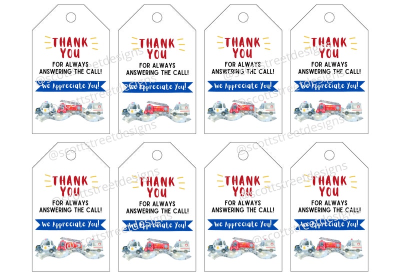 PRINTABLE Thank You for Answering the Call Gift Tag First - Etsy