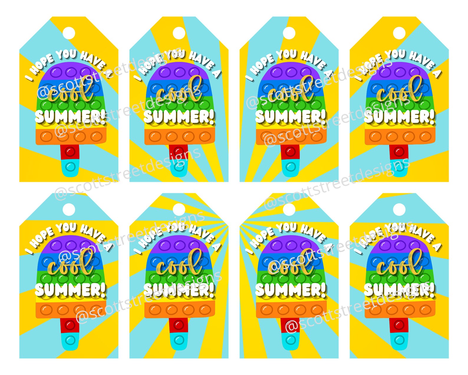 Pop It Gift Tags for Summer Printable Popsicle Gift Tag Cool | Etsy