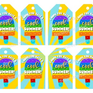 Pop It Gift Tags for Summer Printable, Popsicle Gift Tag, Cool Summer ...