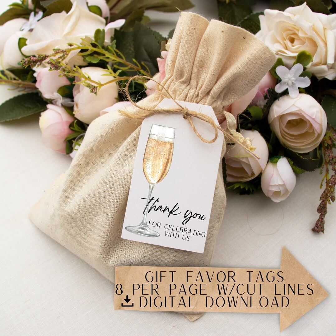 Champagne Printable Gift Tag, Cocktail Gift Tag, Party Favor Tag ...