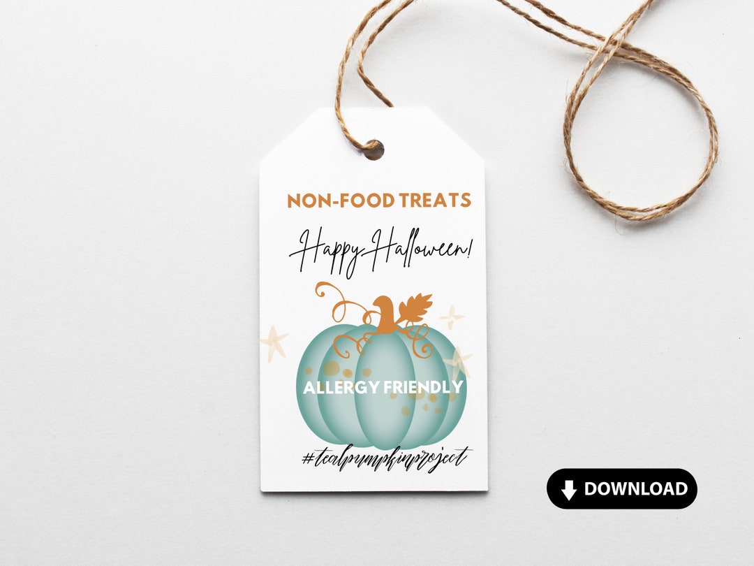 Allergy Friendly Halloween Printable Gift Tag, Teal Pumpkin Project ...