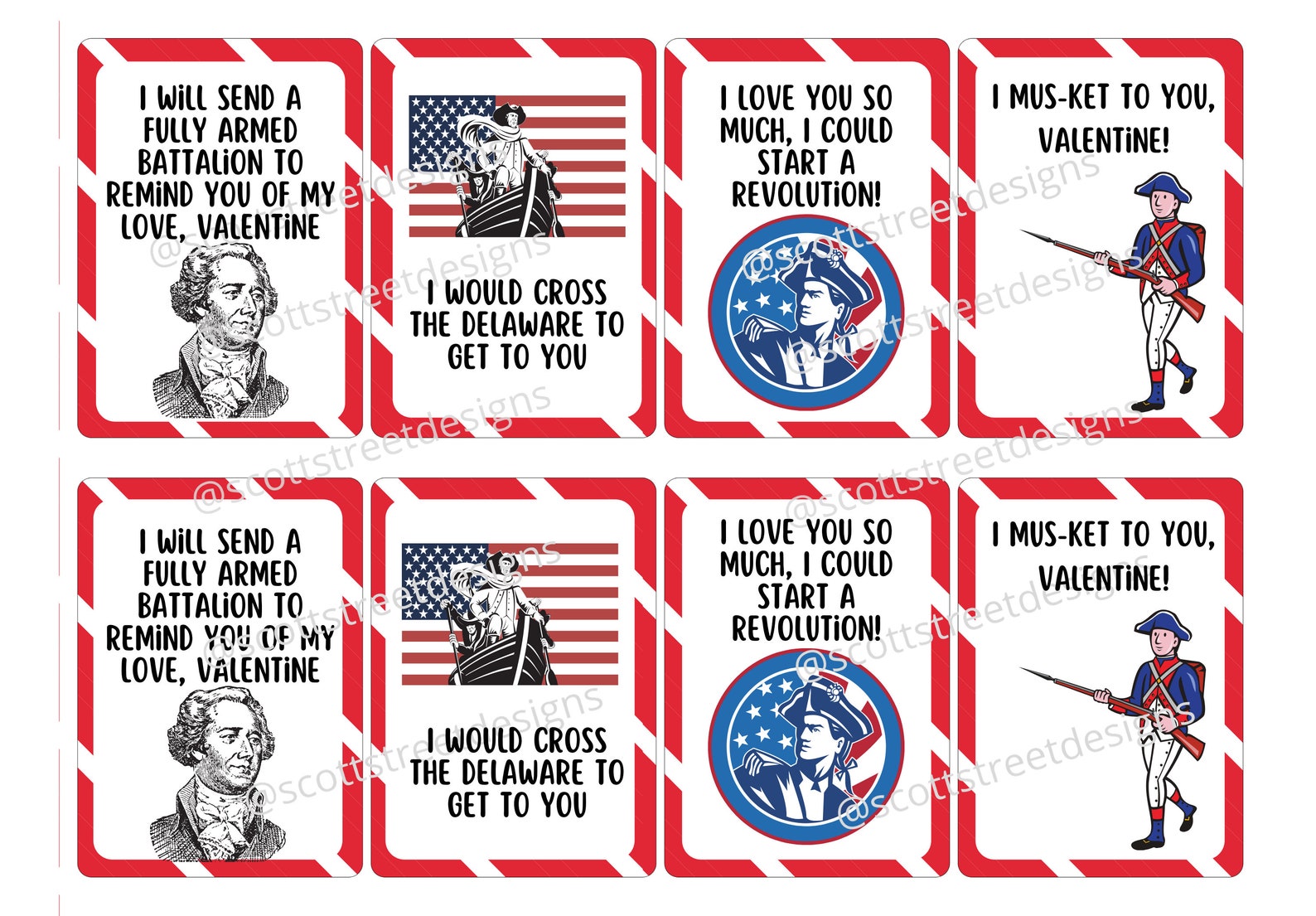 Printable History Valentine Card Founding Fathers Valentine - Etsy