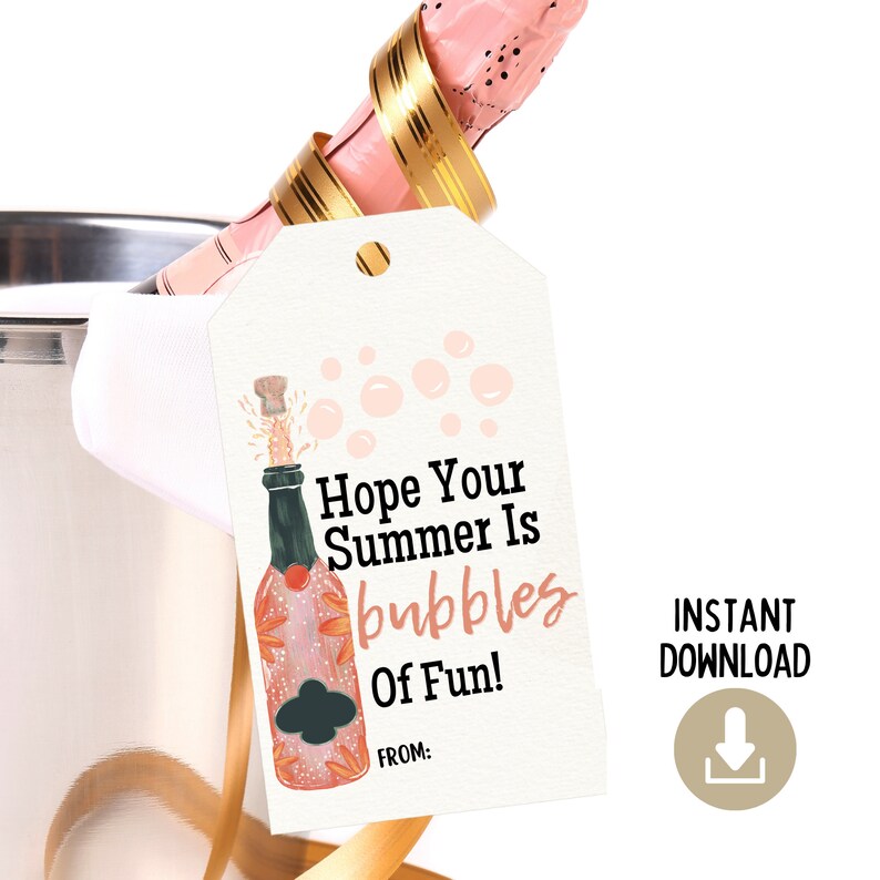 Summer Bubbles Fun Printable Tag Hope Your Summer is Bubbles | Etsy