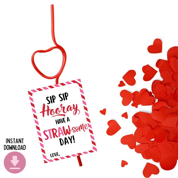 Sip Sip Hooray Have a Strawsome Day Crazy Straw Valentine - Etsy