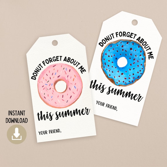 Donut Gift Tag for Teacher Donut Forget About Me Printable | Etsy