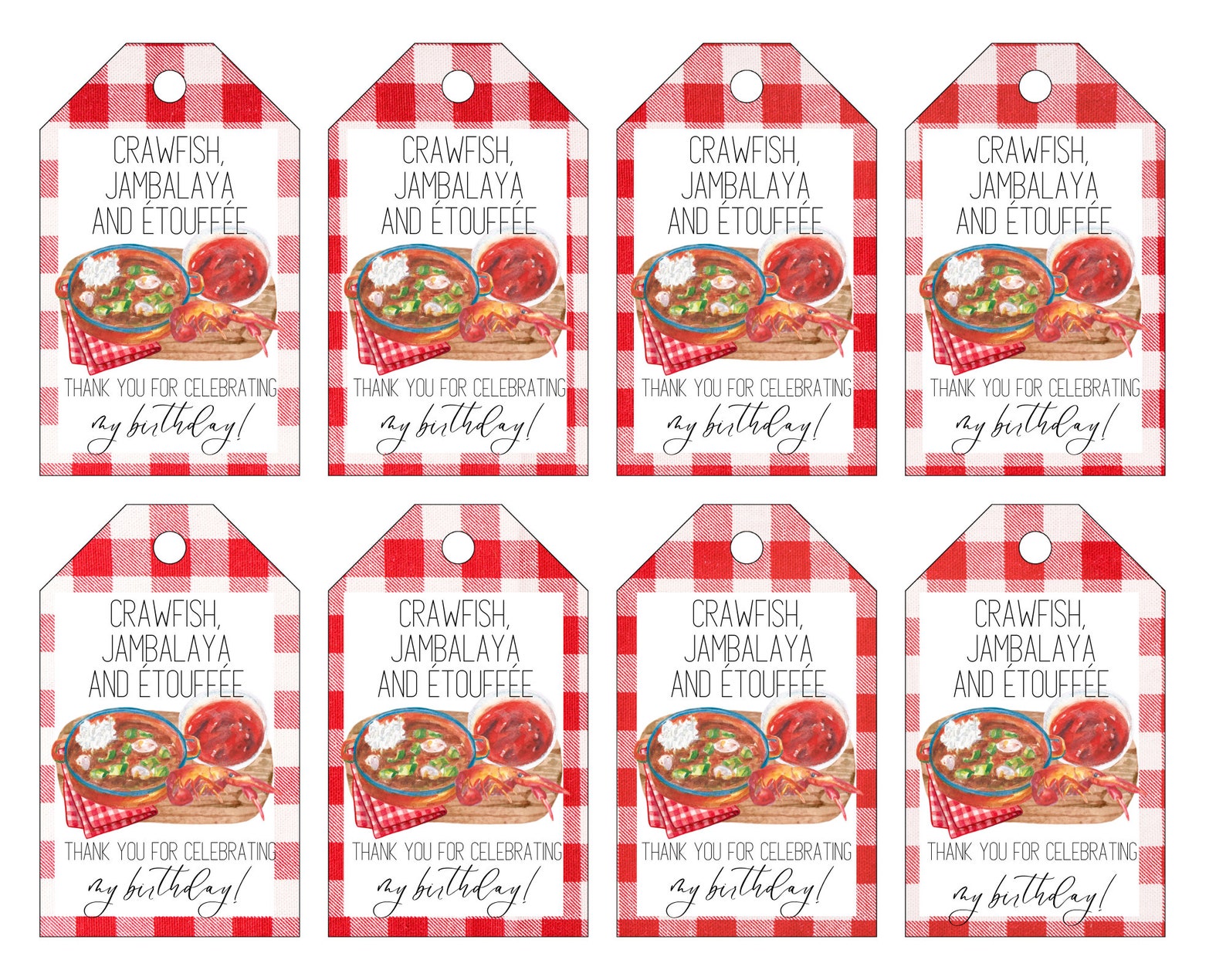 Printable Crawfish Boil Party Favor Tags Crawfish Birthday - Etsy