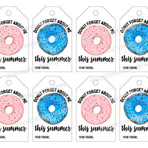 Donut Gift Tag for Teacher, Donut Forget About Me Printable, End of ...