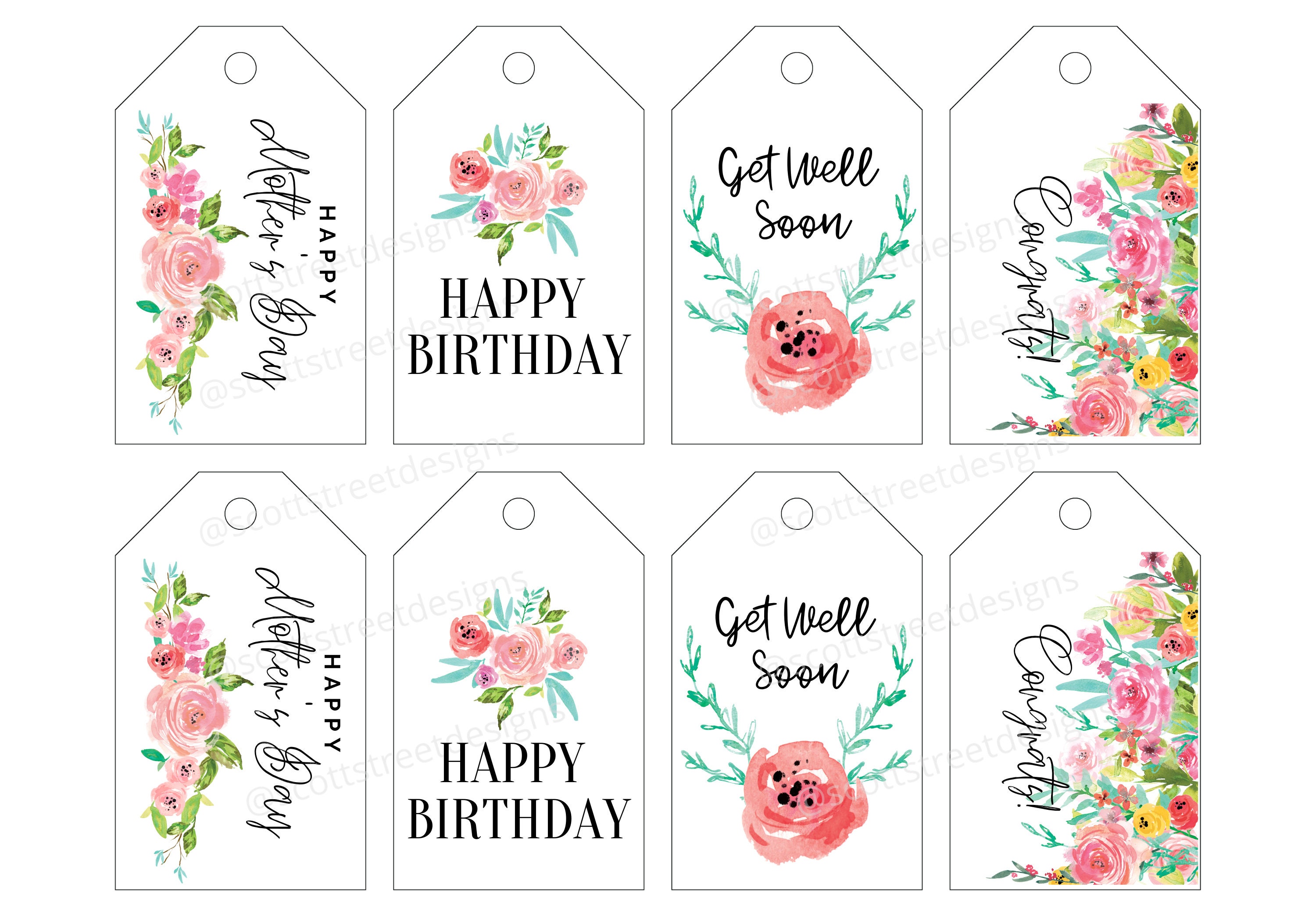 All Occasion Printable Gift Tags Digital Download - Etsy