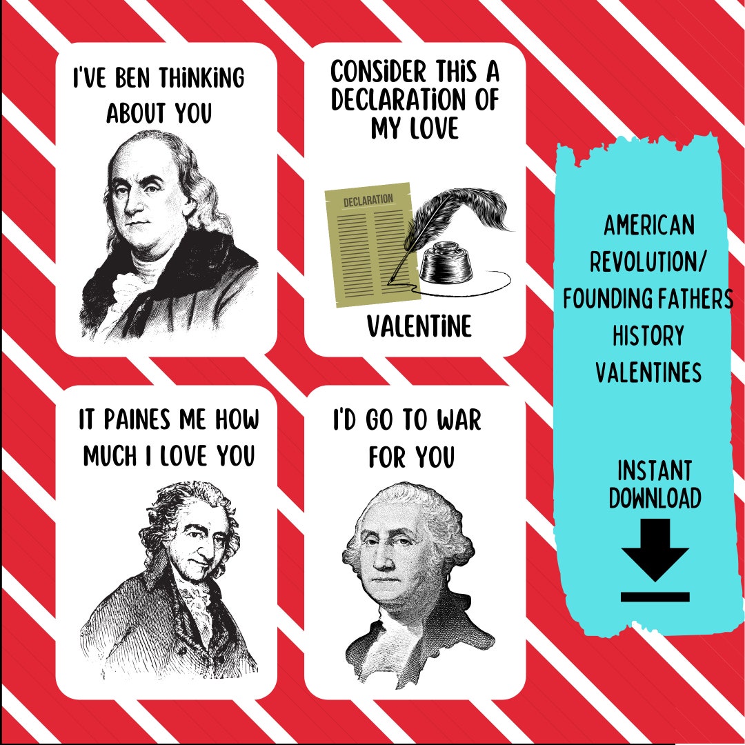 Printable History Valentine Card, Founding Fathers Valentine Card ...