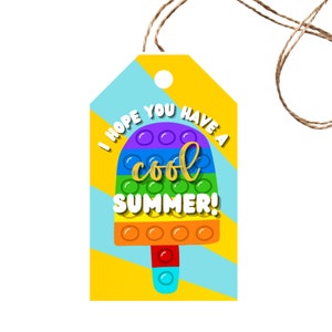 Pop It Gift Tags for Summer Printable, Popsicle Gift Tag, Cool Summer ...