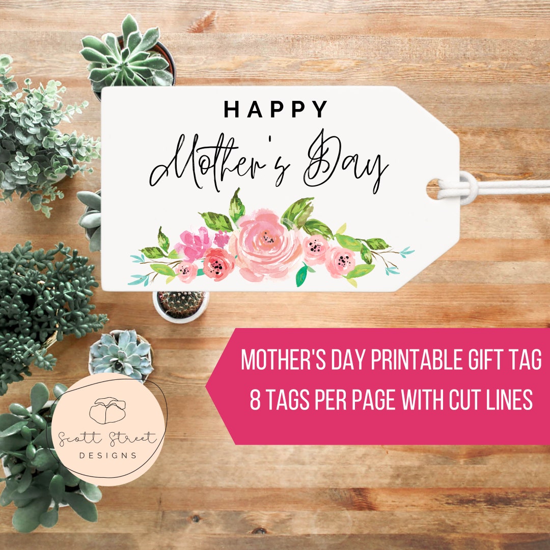 Happy Mother's Day Printable Gift Tag, Watercolor Floral Gift Tag ...