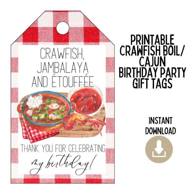 Printable Crawfish Boil Party Favor Tags Crawfish Birthday - Etsy