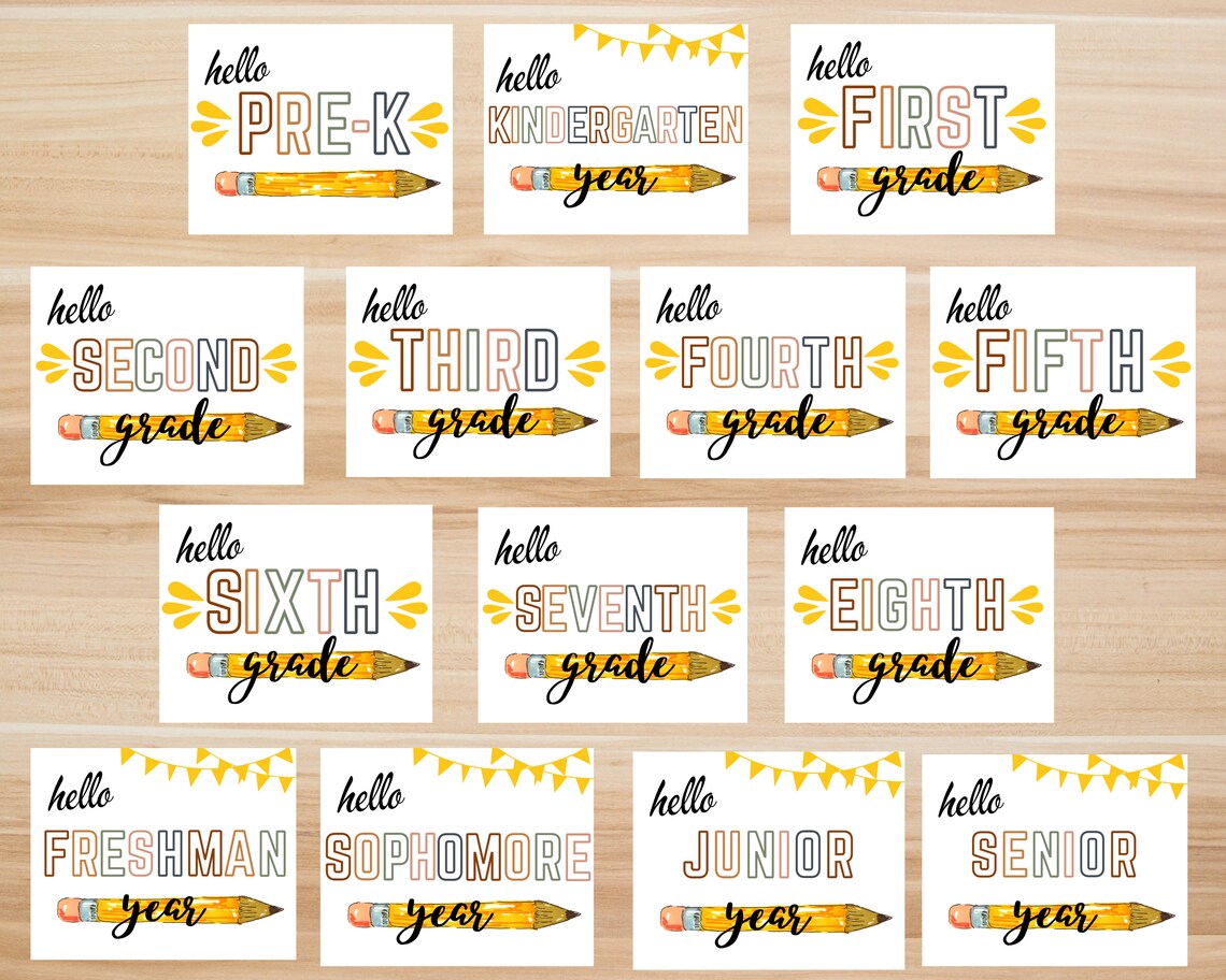 Hello School Sign Neutral Back to School Sign for First Day | Etsy