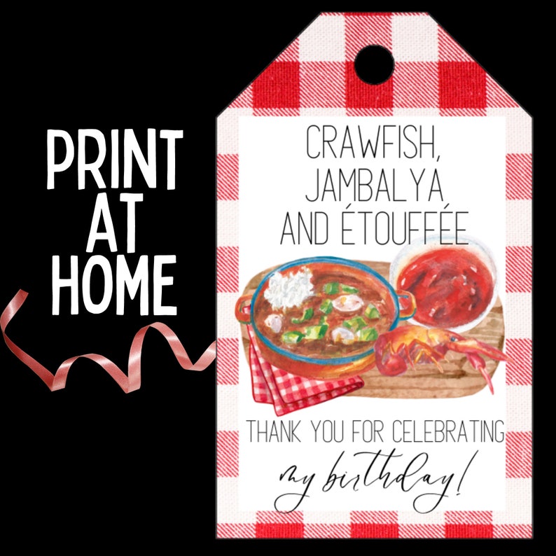 Printable Crawfish Boil Party Favor Tags Crawfish Birthday | Etsy