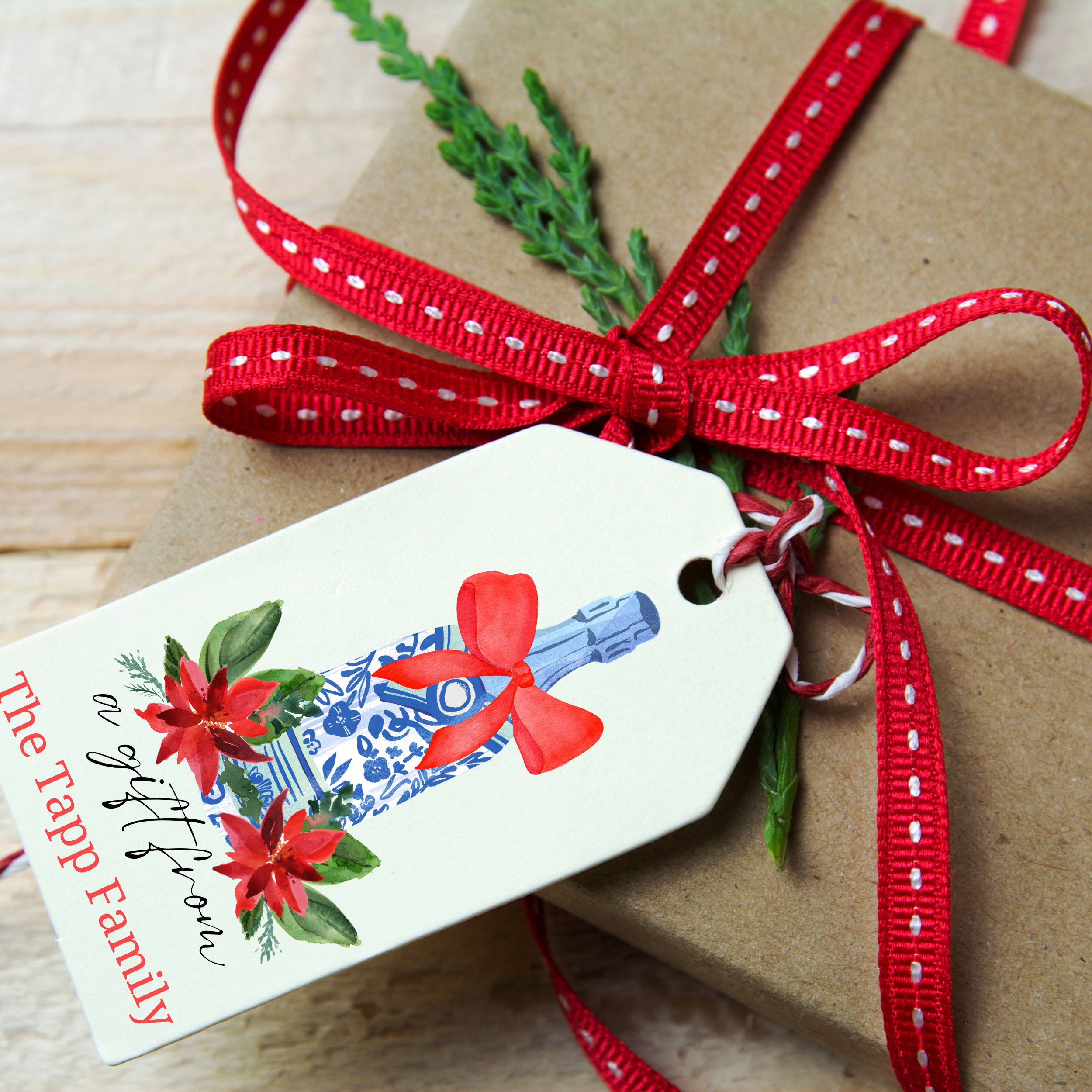 A Gift From Tag Printable Personalized Christmas Tag Blue - Etsy