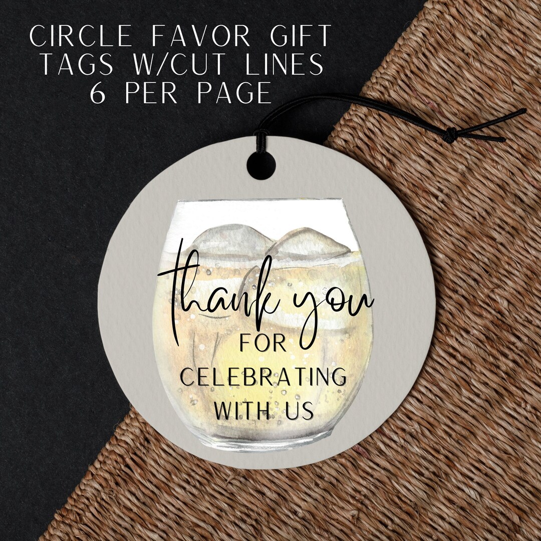Wine Glass Printable Gift Tag, Cocktail Gift Tag, Party Favor Tag ...