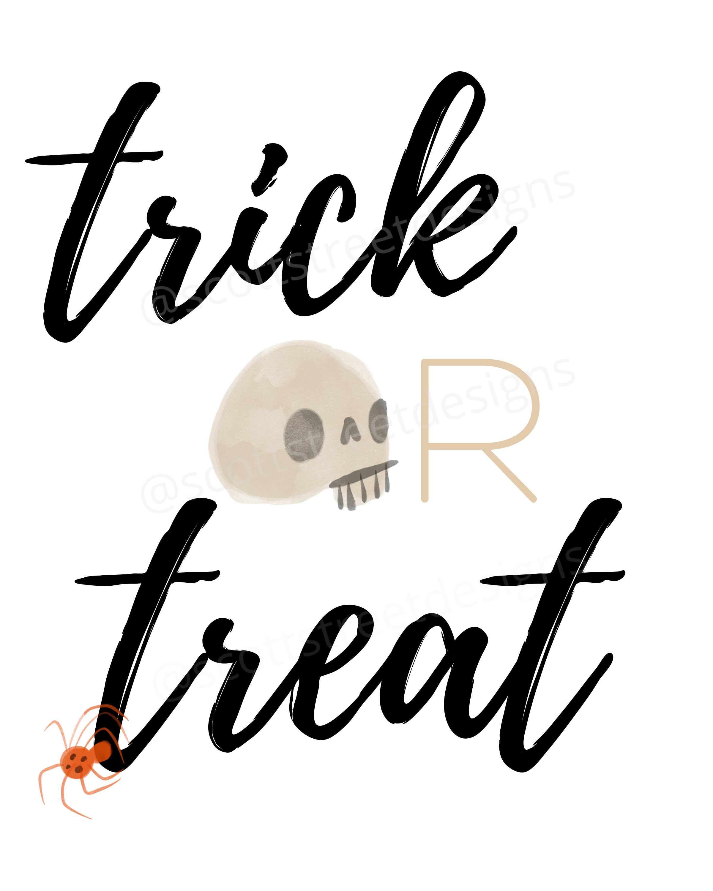 Printable Trick or Treat Sign Halloween Skull Sign Halloween - Etsy
