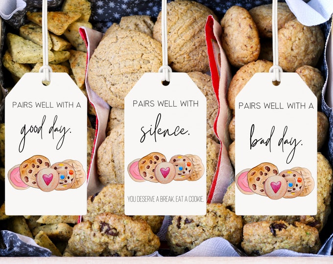 Thinking of You Printable Gift Tags, Pairs Well With Tags, Cookie Gift ...