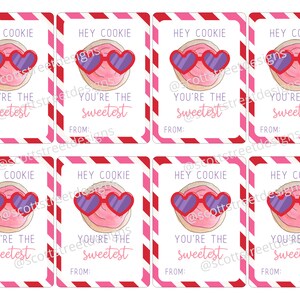 Sweetest Cookie Valentine Card, Cookie Valentine Gift, Printable Cookie ...