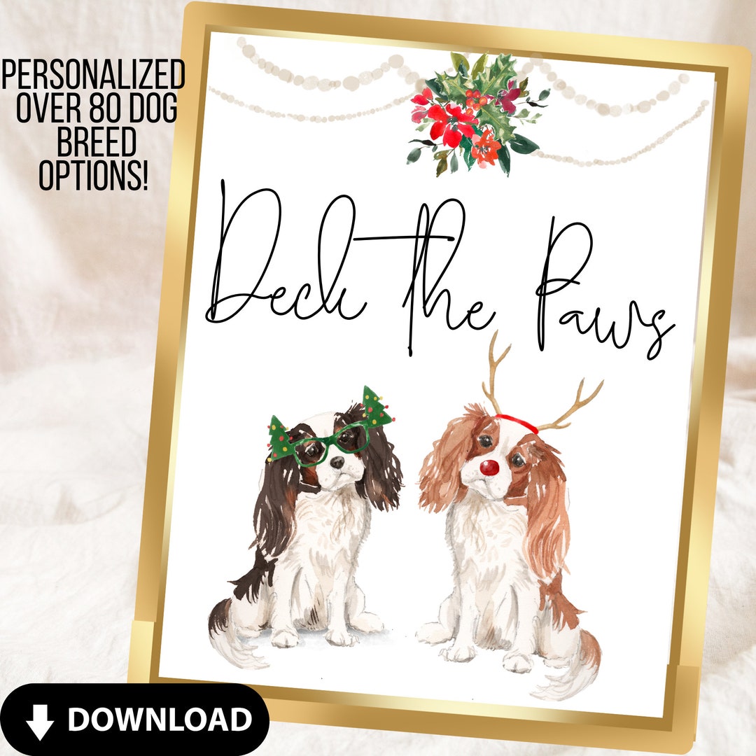 Deck the Paws, Personalized Dog Printable, Gift for Dog Lover, Pet ...