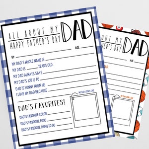 All About My Dad Questionnaire Printable, Father's Day Activity, Father ...