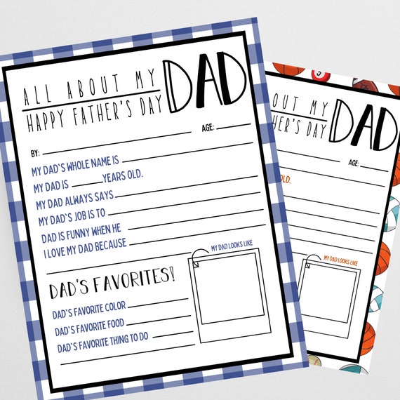 All About My Dad Questionnaire Printable Father's Day - Etsy