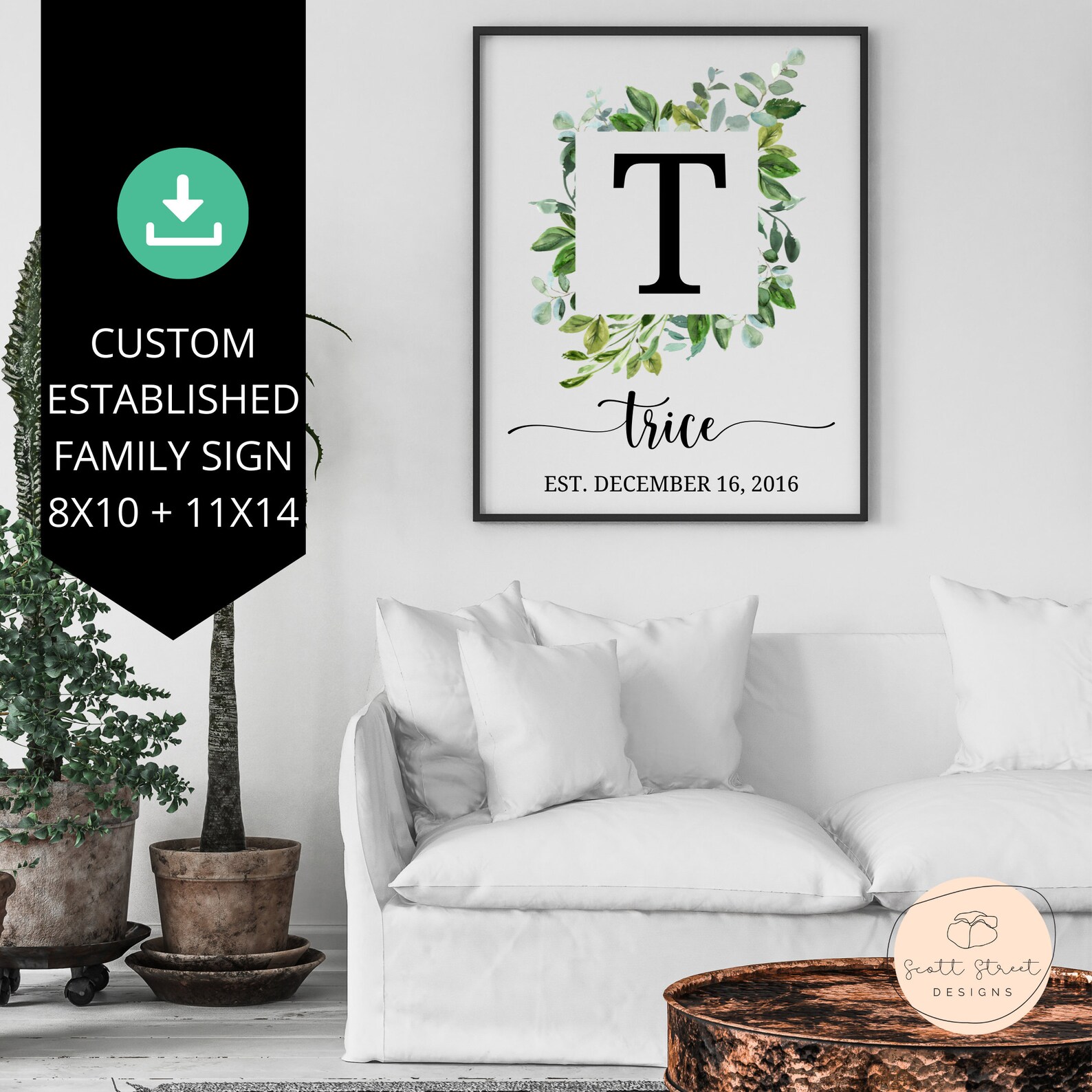 Custom Last Name Printable Sign Established Name Sign Family - Etsy