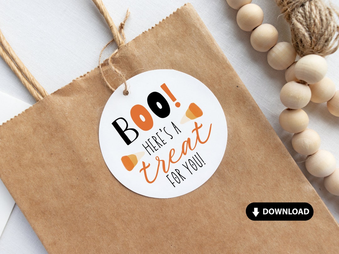 Halloween Printable Gift Tag, Boo Here's a Treat for You, Halloween ...