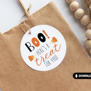 Halloween Printable Gift Tag, Boo Here's a Treat for You, Halloween ...