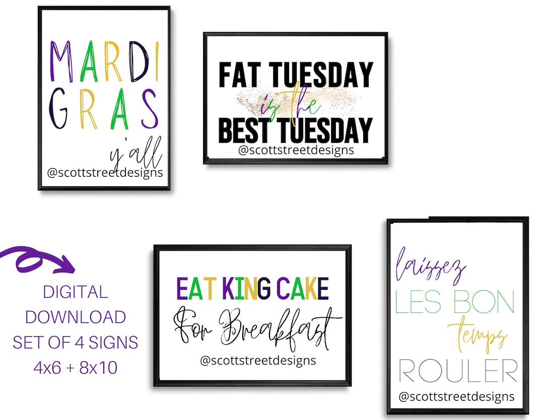 Mardi Gras Decor | Printable | DIGITAL DOWNLOAD | Fat Tuesday | King ...