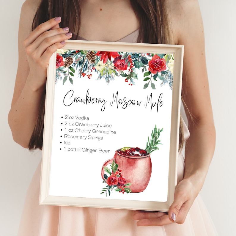 Cranberry Moscow Mule Sign Christmas Bar Cart Sign Holiday - Etsy