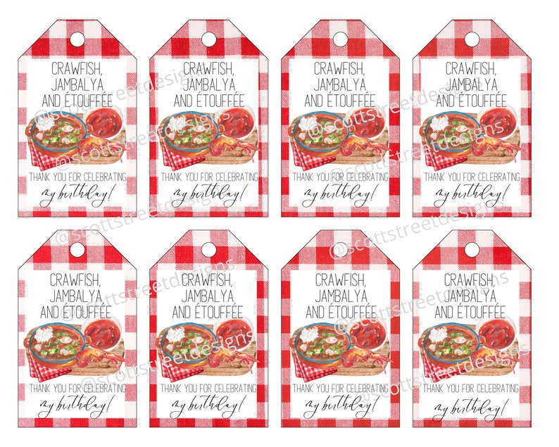 Printable Crawfish Boil Party Favor Tags Crawfish Birthday | Etsy