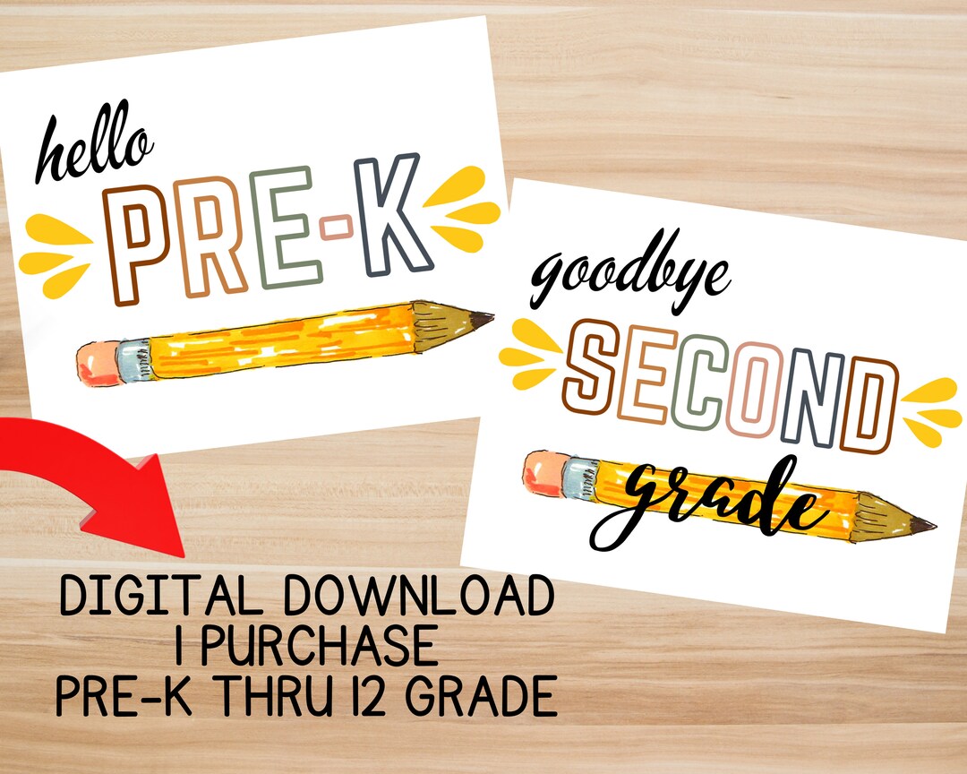 Hello School Sign Neutral, Back to School, Sign for First Day of School ...