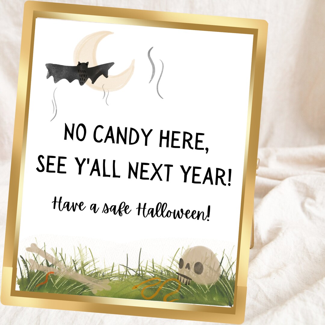 No Candy Here Sign, Trick or Treating Sign, Printable Halloween Sign ...