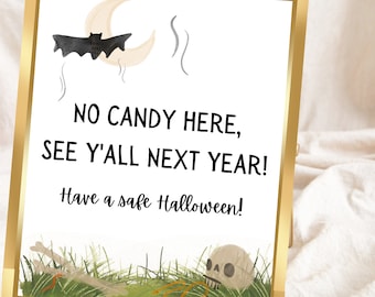 Sorry No Candy Printable Halloween Door Sign Masked Pumpkin - Etsy