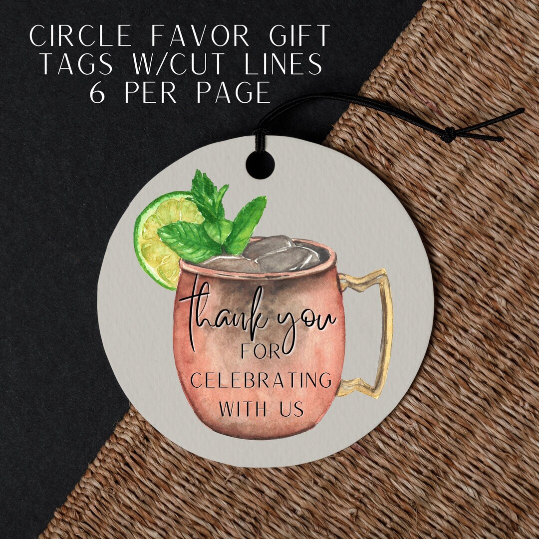 Moscow Mule Printable Gift Tag, Cocktail Gift Tag, Party Favor Tag ...