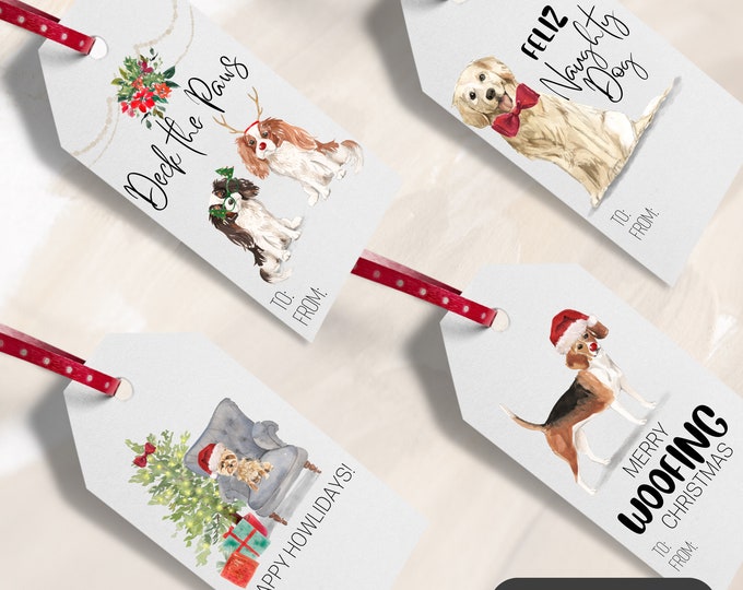 Printable Christmas Dog Gift Tags, Dog Mom Gift Tags, Gift for Dog ...
