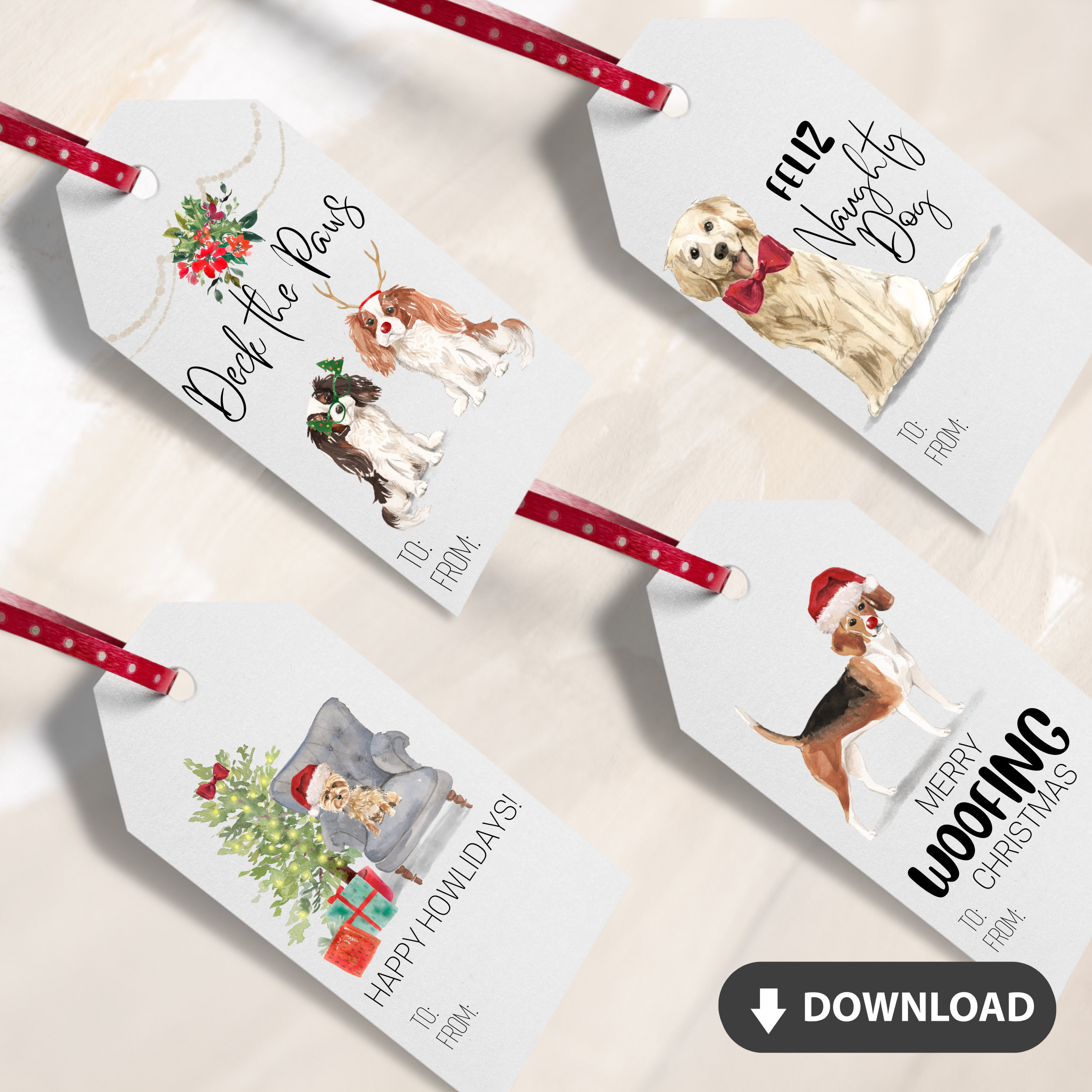 Printable Christmas Dog Gift Tags Dog Mom Gift Tags Gift for - Etsy