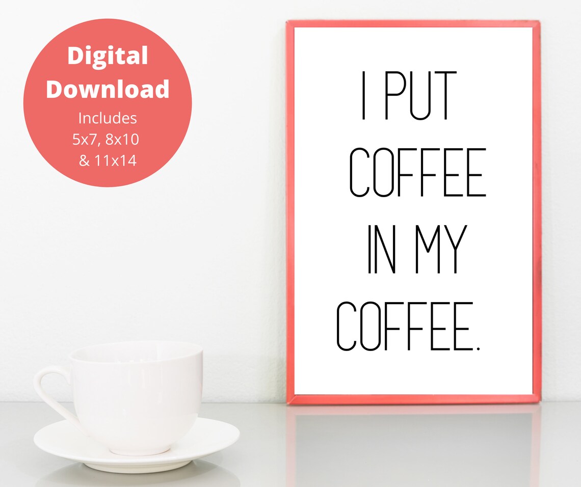 Minimalist Coffee Printable Sign Coffee Bar Decor Breakroom | Etsy