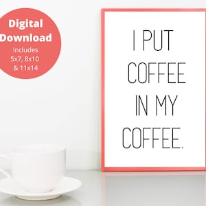 Minimalist Coffee Printable Sign, Coffee Bar Decor, Breakroom Decor ...