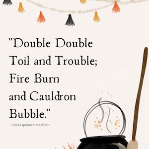 Double Double Toil and Trouble Printable Halloween Sign, Witches Brew ...