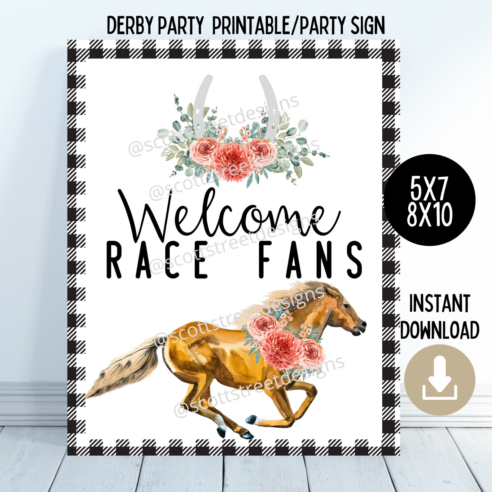 PRINTABLE Welcome Race Fans Derby Party Printable Derby - Etsy