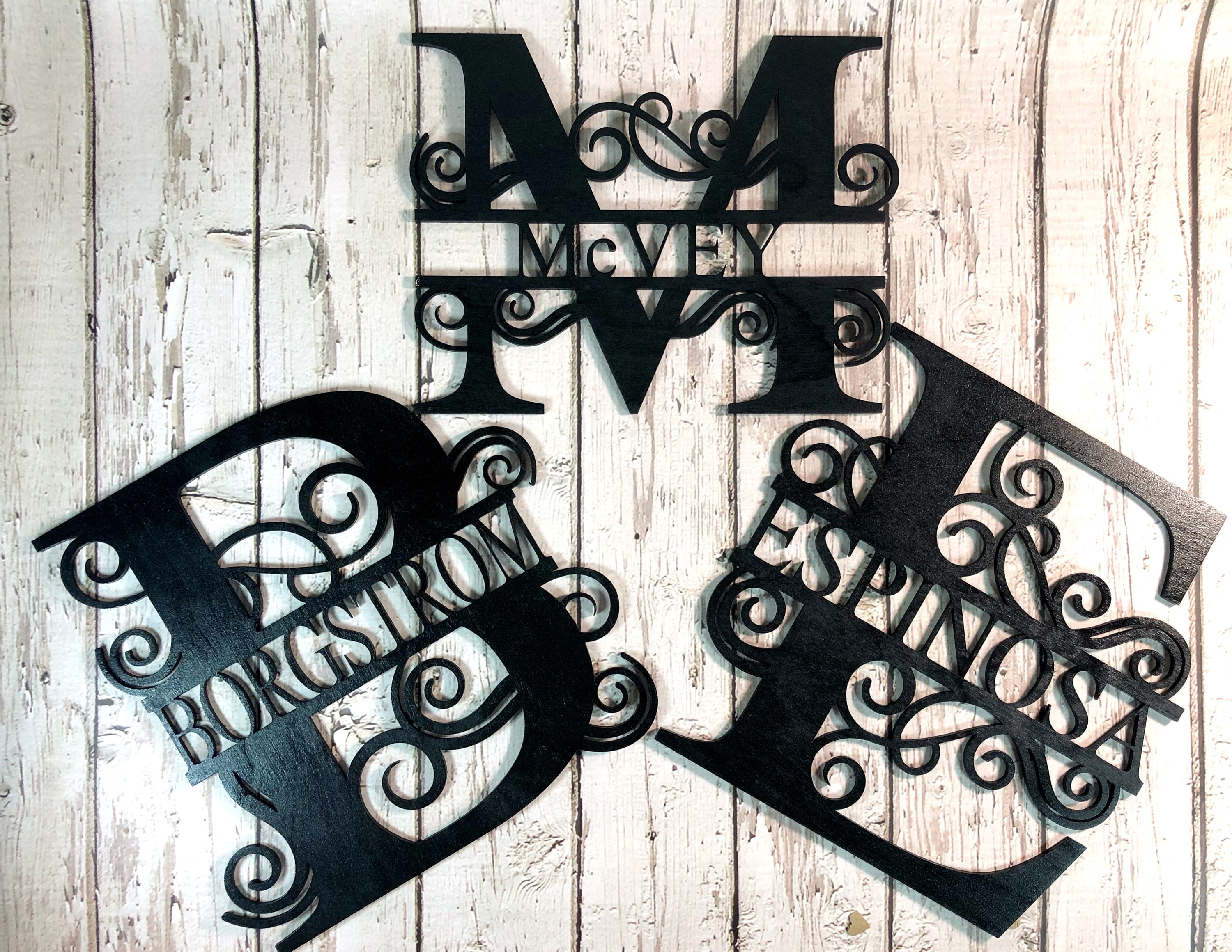 Wood Split Letter Monogram With Name in the Middle, Gifts for Mom, Last ...