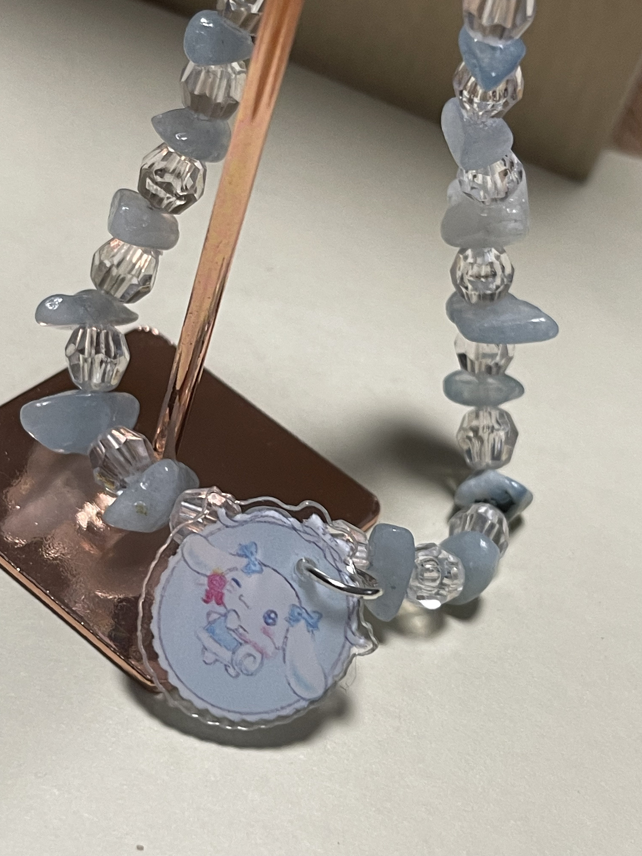 Kawaii Cute Natural Stone Bracelets W/charm Keroppi, Hello Cat ...