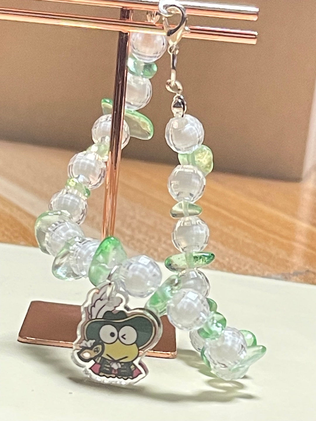 Kawaii Cute Natural Stone Bracelets W/charm Keroppi, Hello Cat ...