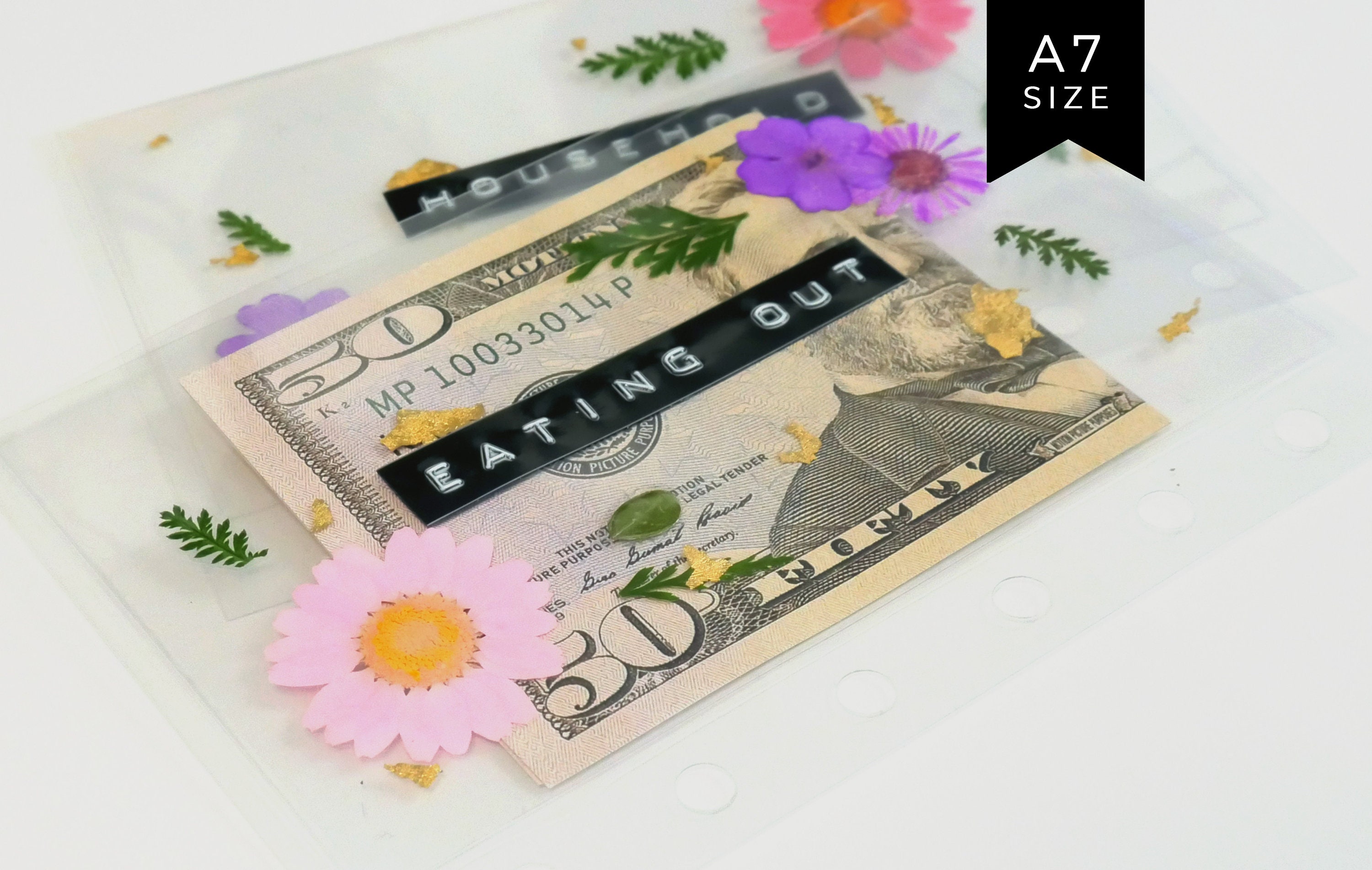 A7 Clear Cash Envelope With Pressed Flowers Custom Cash - Etsy
