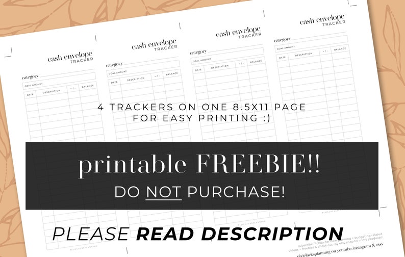 FREEBIE! Printable Cash Envelope Trackers DIGITAL FILE Pdf - Etsy