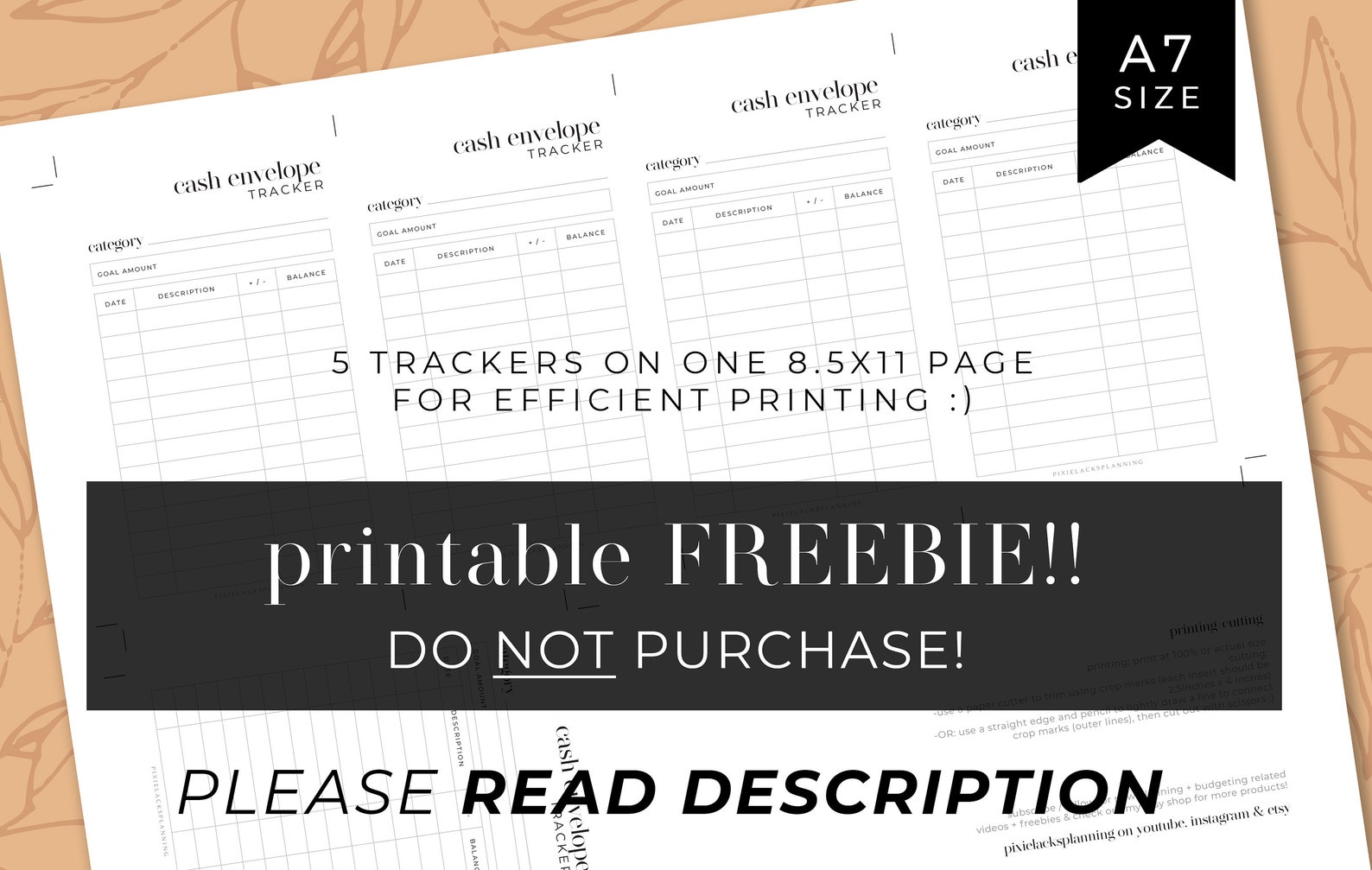 FREEBIE! Printable A7 Cash Envelope Trackers DIGITAL FILE Pdf - Etsy