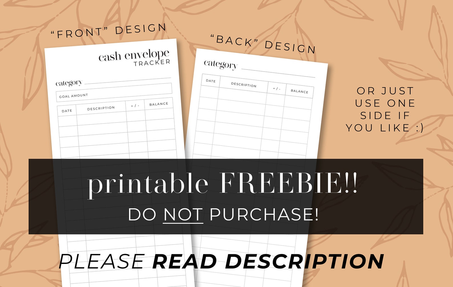 FREEBIE Printable Cash Envelope Trackers DIGITAL FILE Pdf | Etsy