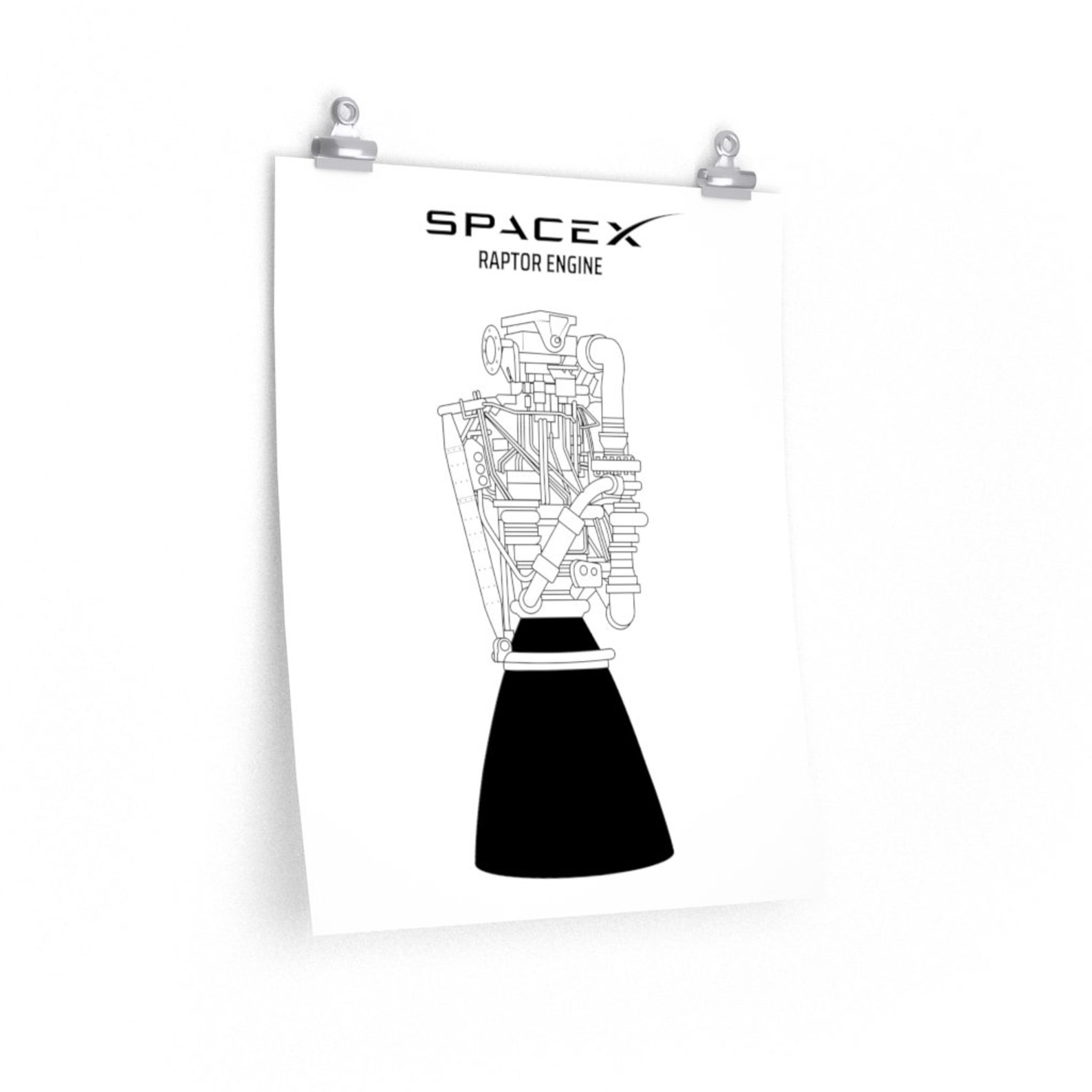 Spacex Raptor Engine Poster Raptor Engine Blueprint Poster - Etsy